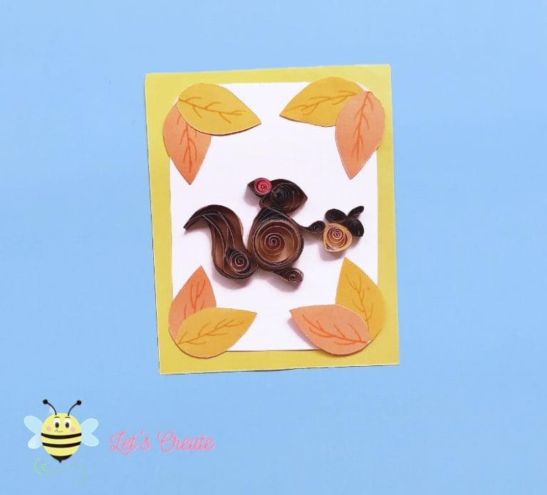 How To Make Quilled Squirrel Greeting Card Craft (With Free Templates ...