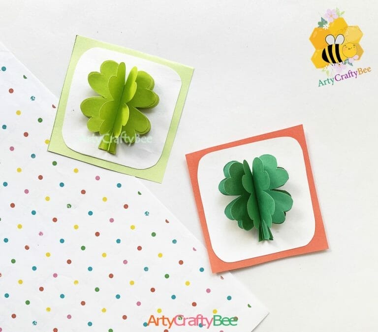 How To Make Easy 3D Shamrock Card Craft + 3 Templates - Arty Crafty Bee