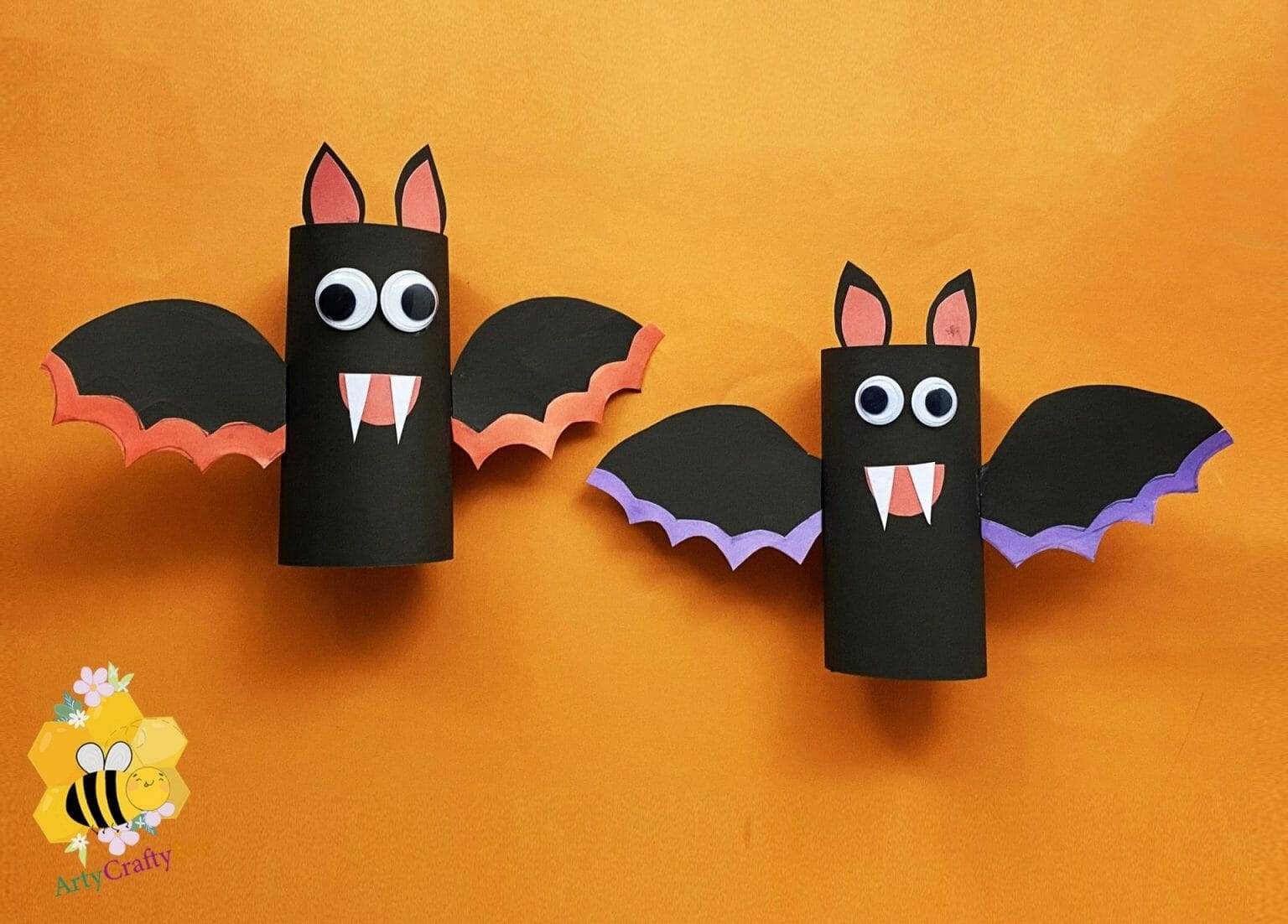 3D Easy Halloween Toilet Paper Roll Bat Craft - Arty Crafty Bee