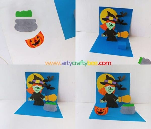 Easy Witch Halloween Pop Up Card (+2 Templates) - Arty Crafty Bee