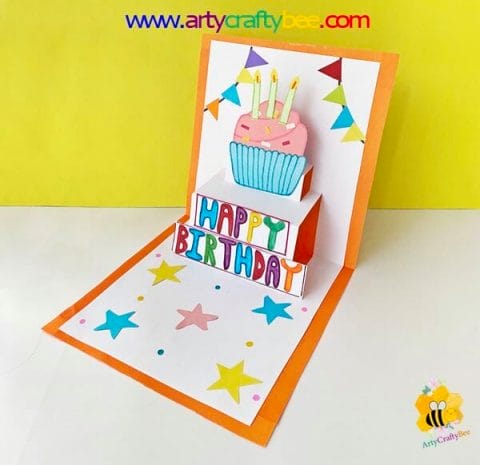 DIY 3D Birthday Pop-Up Card Idea (2 Templates) - Arty Crafty Bee