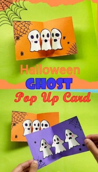 Easy Ghost Pop Up Card Halloween Craft For Kids (2 Patterns) - Arty ...