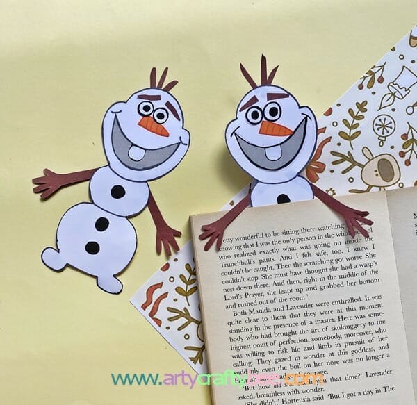Frozen Olaf Bookmark Craft For Kids (2 Printable) - Arty Crafty Bee