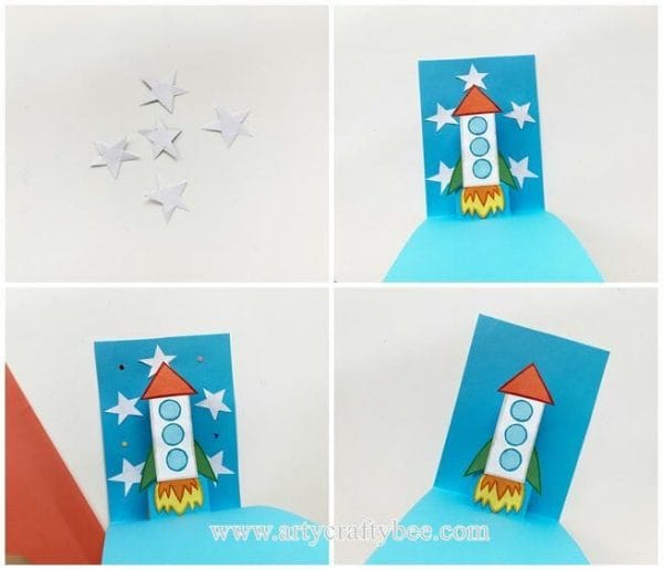Easy 3D Space Rocket Pop-Up Card Craft For Kids - Arty Crafty Bee
