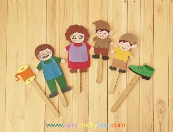 The Elves and The Shoemaker Story Puppets - Arty Crafty Bee
