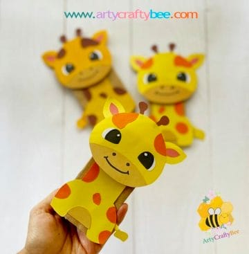 Easy Paper Giraffe Craft - Paper Bag Puppet - Arty Crafty Bee