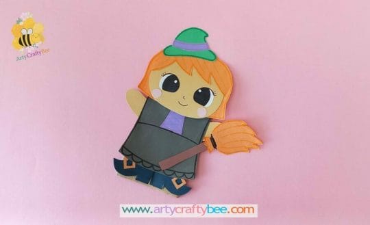 Halloween Witch Craft Paper Bag Puppet (3 Templates) - Arty Crafty Bee