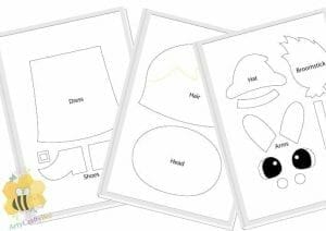 Halloween Witch Craft Paper Bag Puppet (3 Templates) - Arty Crafty Bee